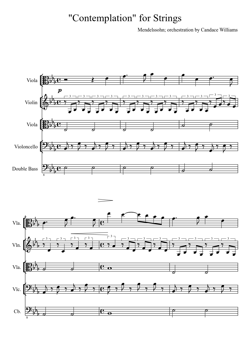 "Contemplation" for Strings Sheet music for Violin, Viola (Mixed Trio ...