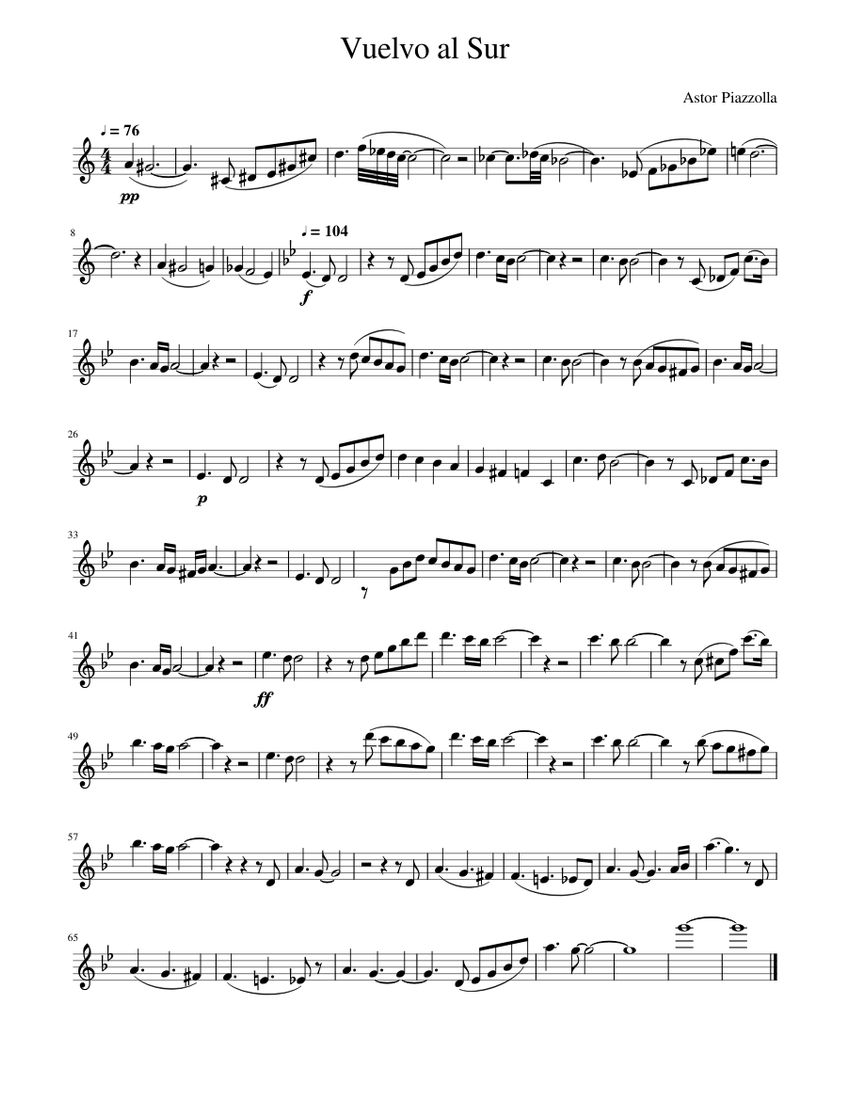 Vuelvo al Sur Sheet music for Violin (Solo) | Download and print in PDF ...