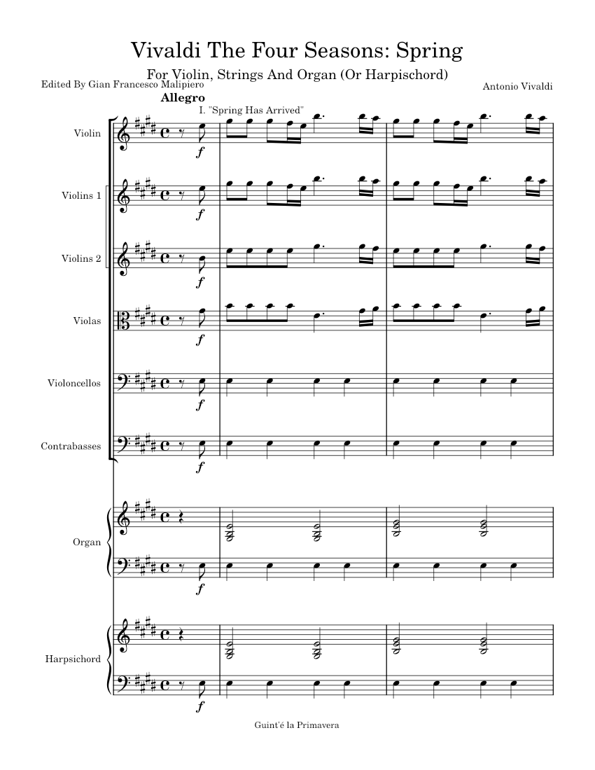 The Four Seasons - Spring 1st Movement – Antonio Vivaldi The Four Seasons: Spring Mvt. 1 ...