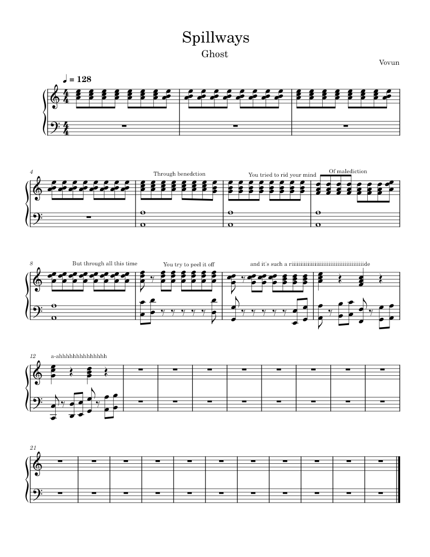 Spillways – Ghost Spillways - Ghost (WIP) Sheet Music for Piano (Solo ...