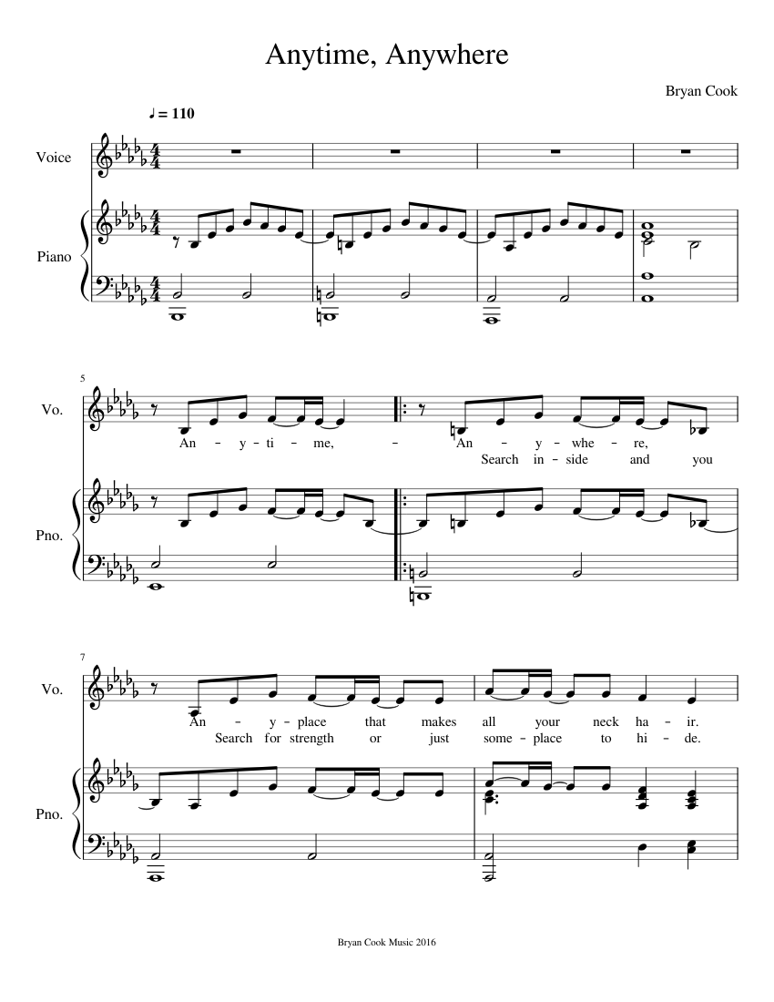 Anytime Anywhere Sheet music for Piano, Vocals (Piano-Voice) | Musescore.com