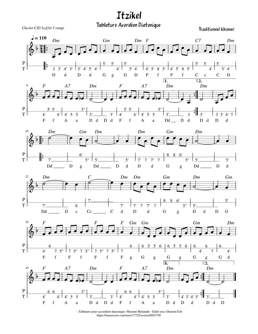 Itzikel – Diatonique - Traditional Sheet music for Accordion (Solo ...