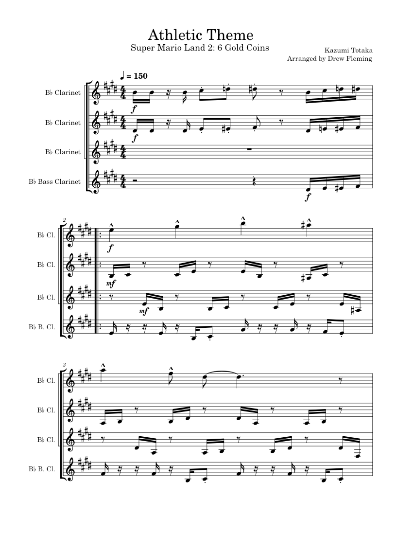 Athletic Theme (Super Mario Land 2: 6 Gold Coins) Sheet music for ...