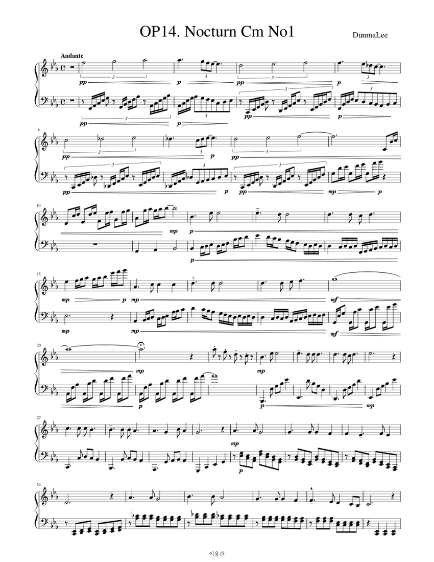 Nocturn Cm No1-DunmaLee - piano tutorial