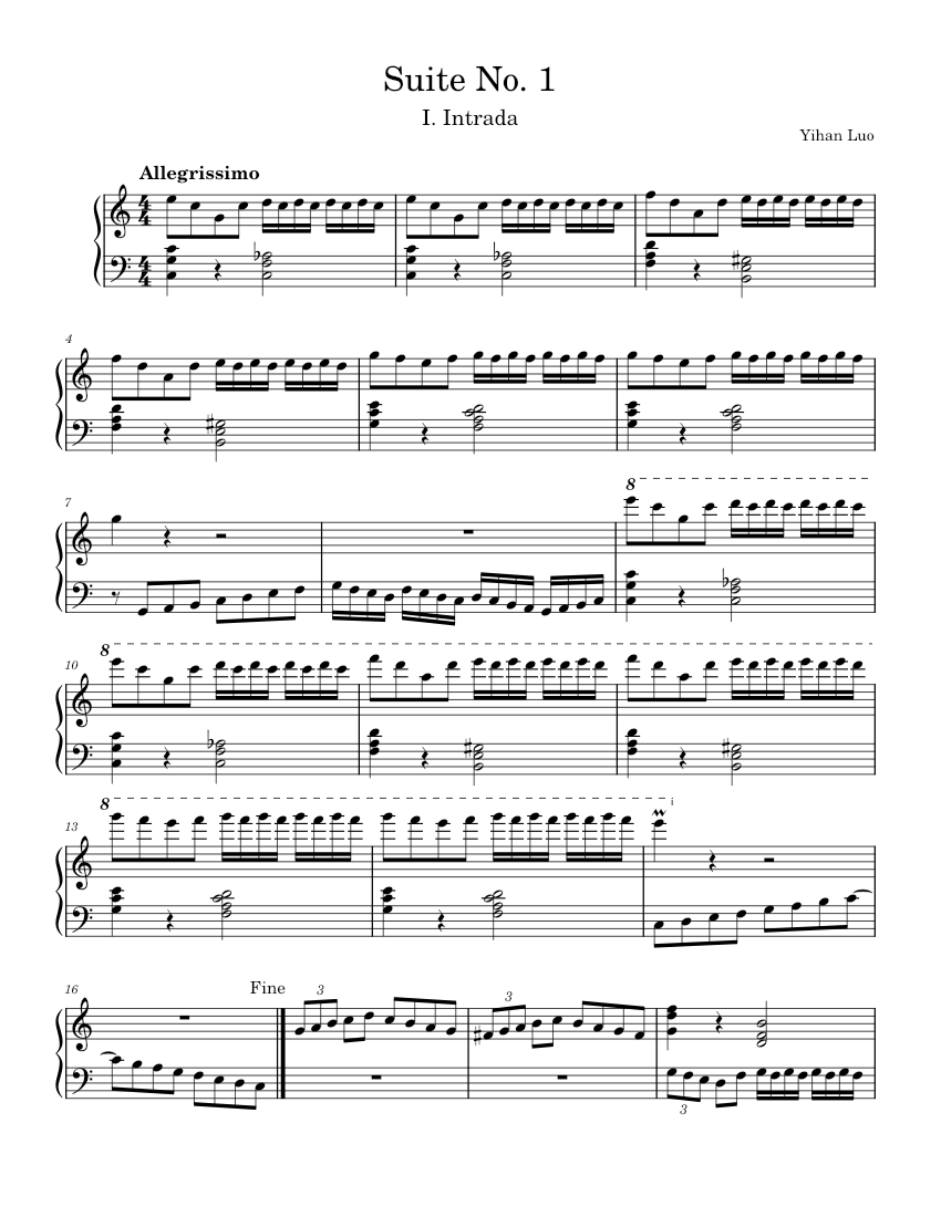 Suite No. 1: I. Intrada Sheet music for Piano (Solo) | Musescore.com
