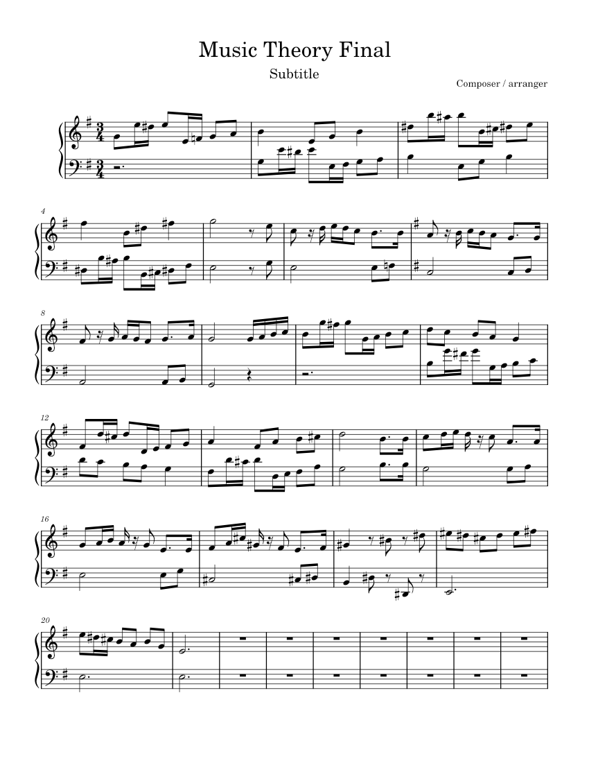 Music Theory Final Sheet music for Piano (Solo) Easy | Musescore.com
