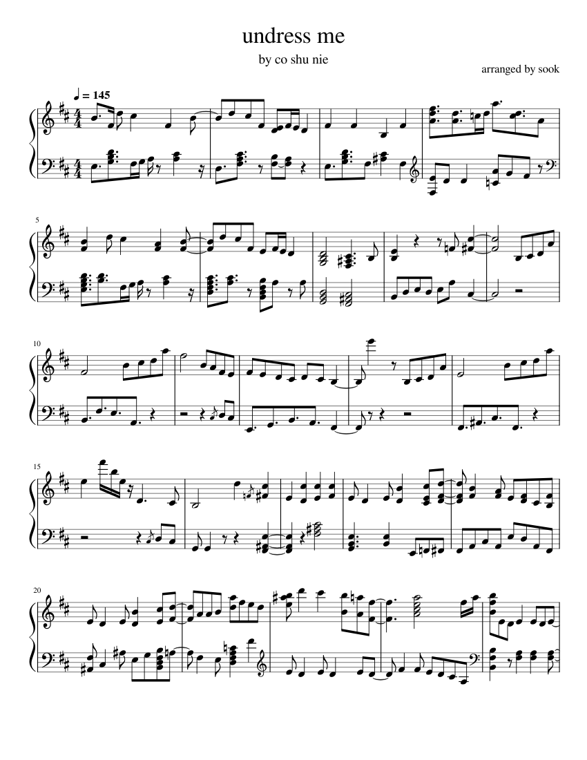 Undress me – Cö Shu Nie Sheet Music for Piano (Solo) | MuseScore.com