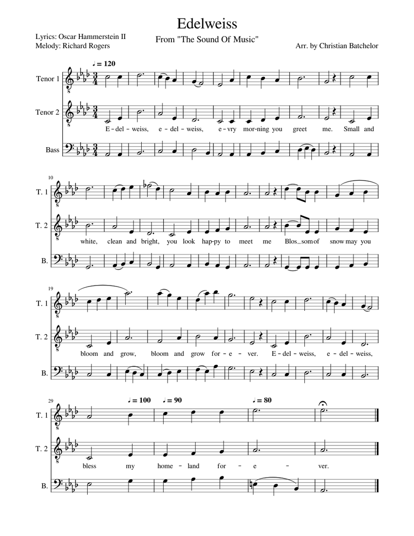 Edelweiss (from The Sound of Music) - Rodgers & Hammerstein Sheet music ...