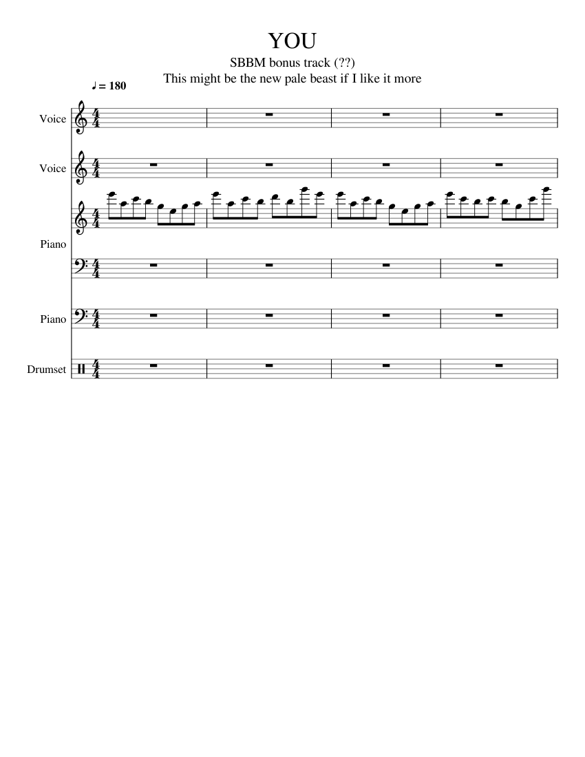 YOU Sheet music for Piano, Vocals, Drum group (Mixed Quintet ...