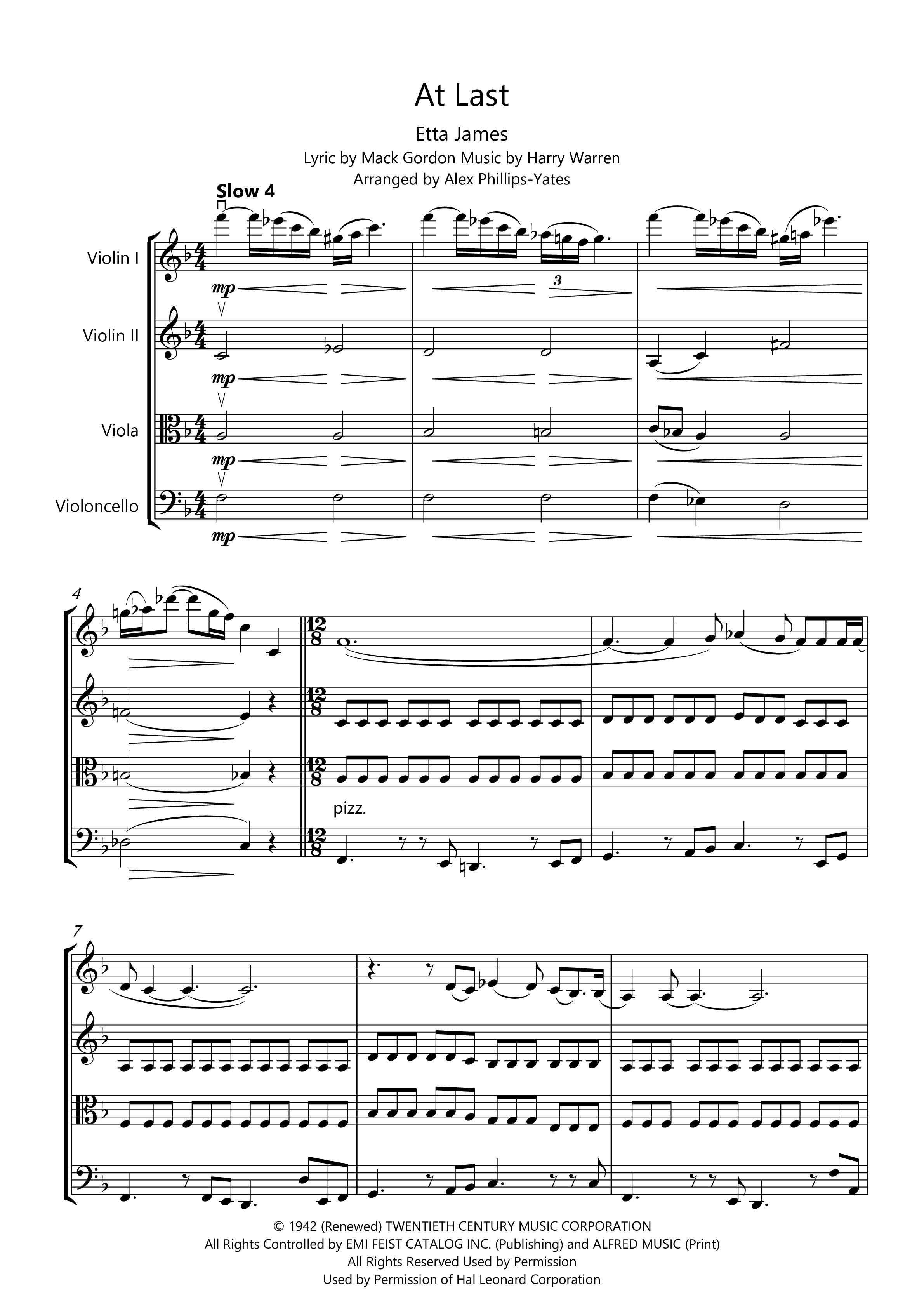 Play Official version of At last sheet music by Etta James | MuseScore.com