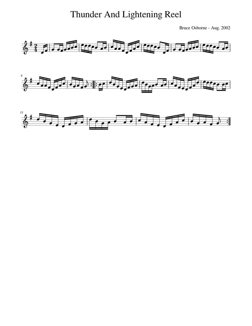 Thunder And Lightening Reel Sheet music for Piano (Solo) Easy ...