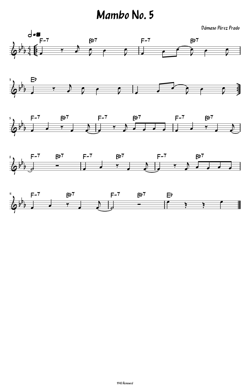 Mambo No. 5 (Lead sheet ) Sheet music for Piano (Solo) Easy | Musescore.com