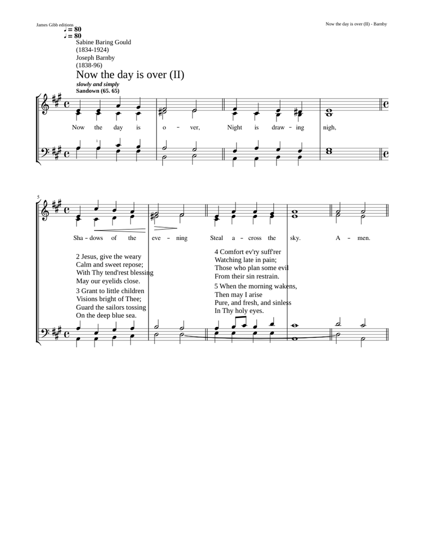 Now the day is over II - Joseph Barnby - piano tutorial