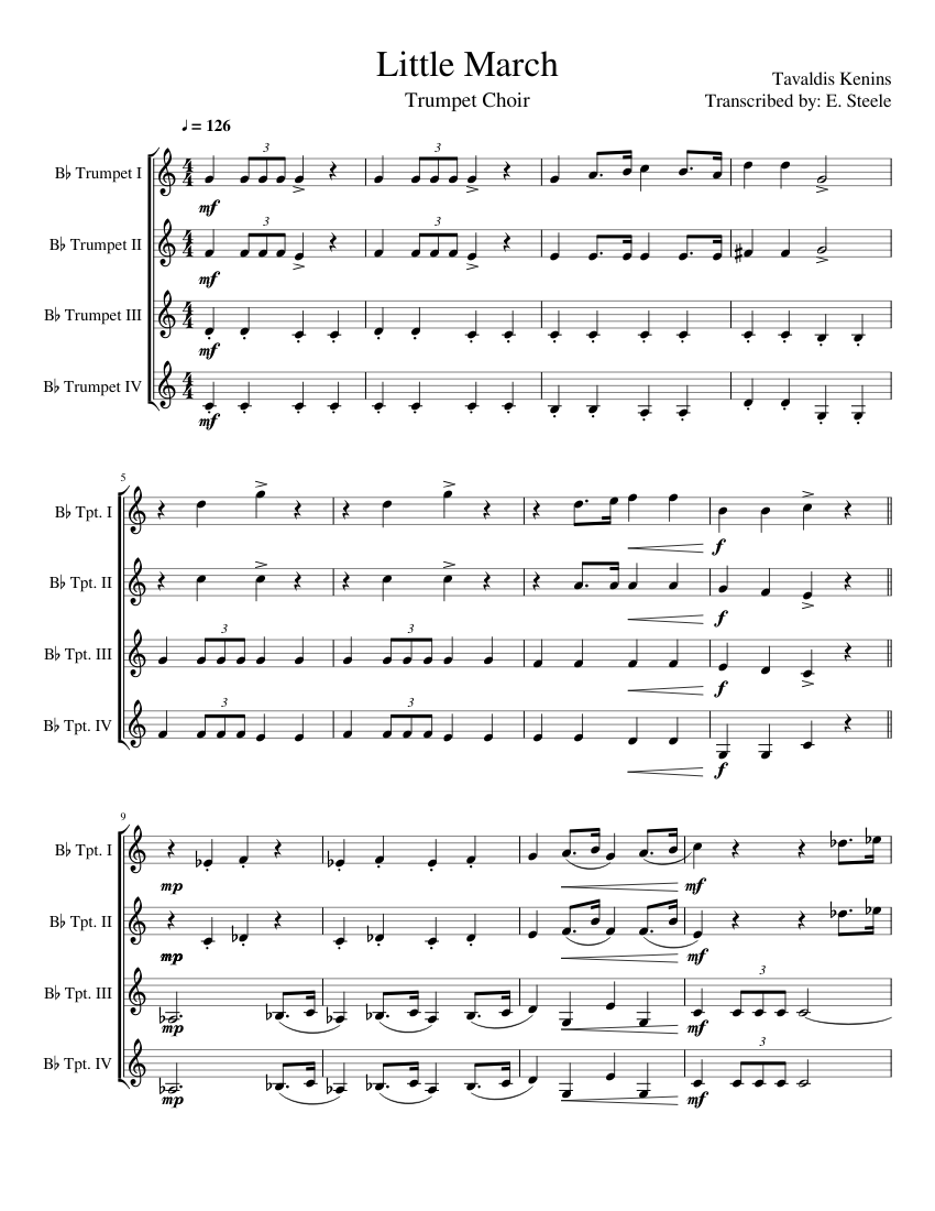 Little March Sheet music for Trumpet in b-flat (Mixed Quartet ...