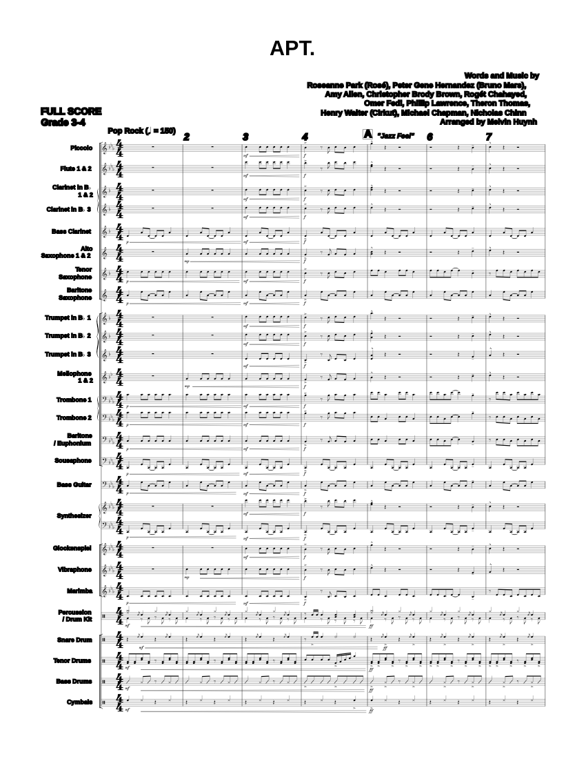 APT – Rosé & Bruno Mars Sheet Music for Trombone, Tuba, Flute, Oboe & more instruments (Mixed ...