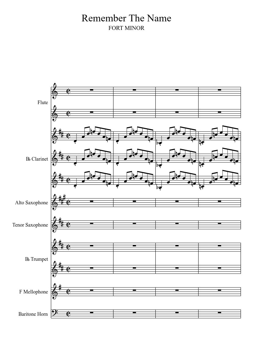 Remember the name Sheet Music for Flute, Clarinet other, Trumpet other ...