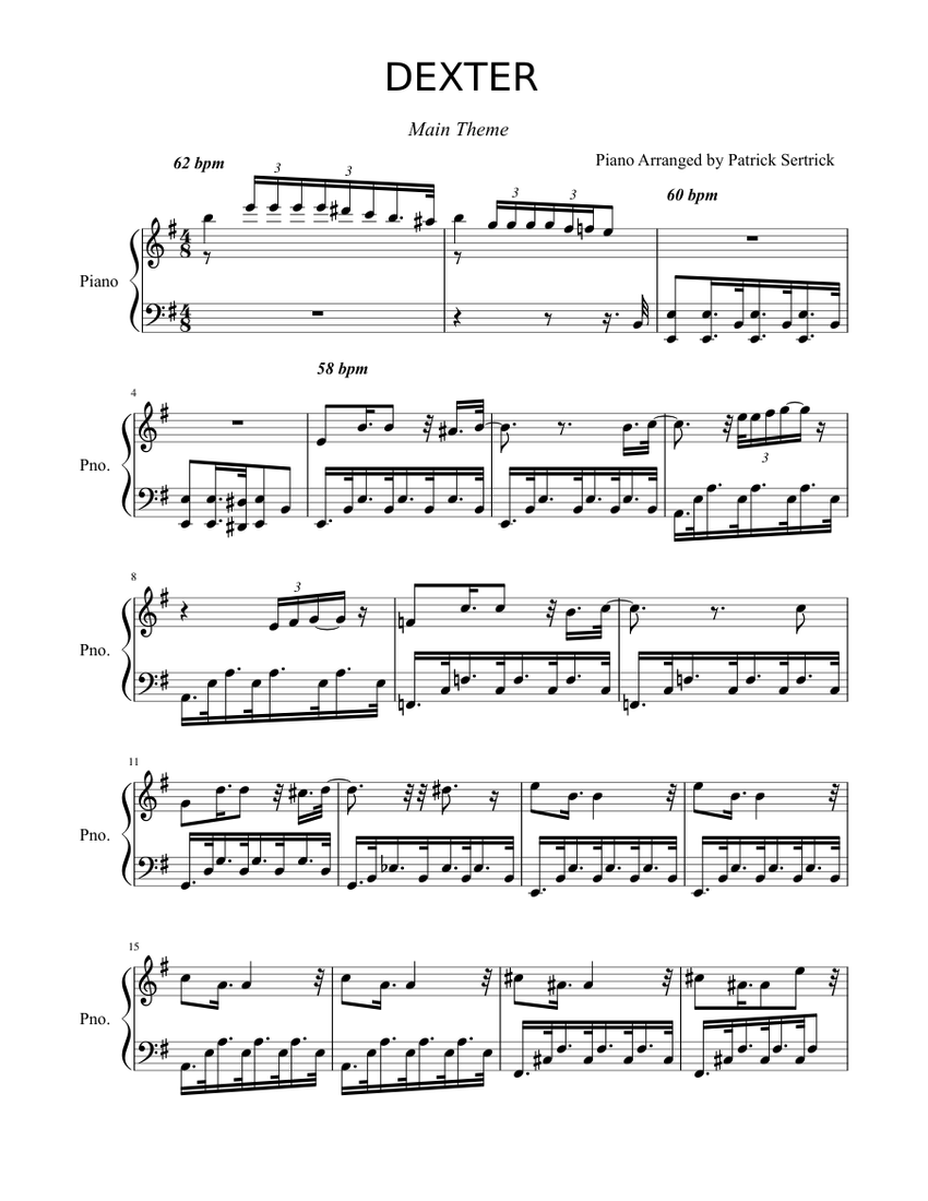 DEXTER (Main Theme) Sheet music for Piano (Solo) | Musescore.com