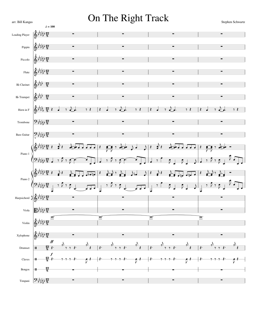 Pippin (2013) - On The Right Track Sheet Music for Piano, Trombone ...