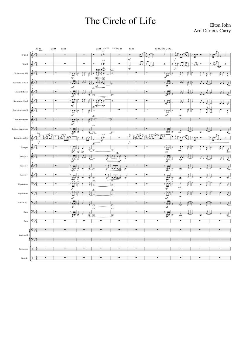 The Circle of Life Sheet music for Euphonium, Tuba, Vocals, Flute ...