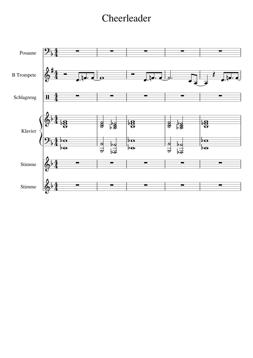 Cheerleader Sheet music for Piano, Trombone, Vocals, Trumpet in b-flat ...
