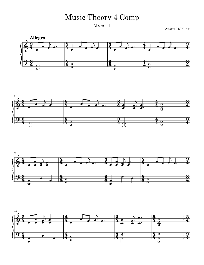 Music Theory 4 Comp Sheet music for Piano (Solo) Easy | Musescore.com