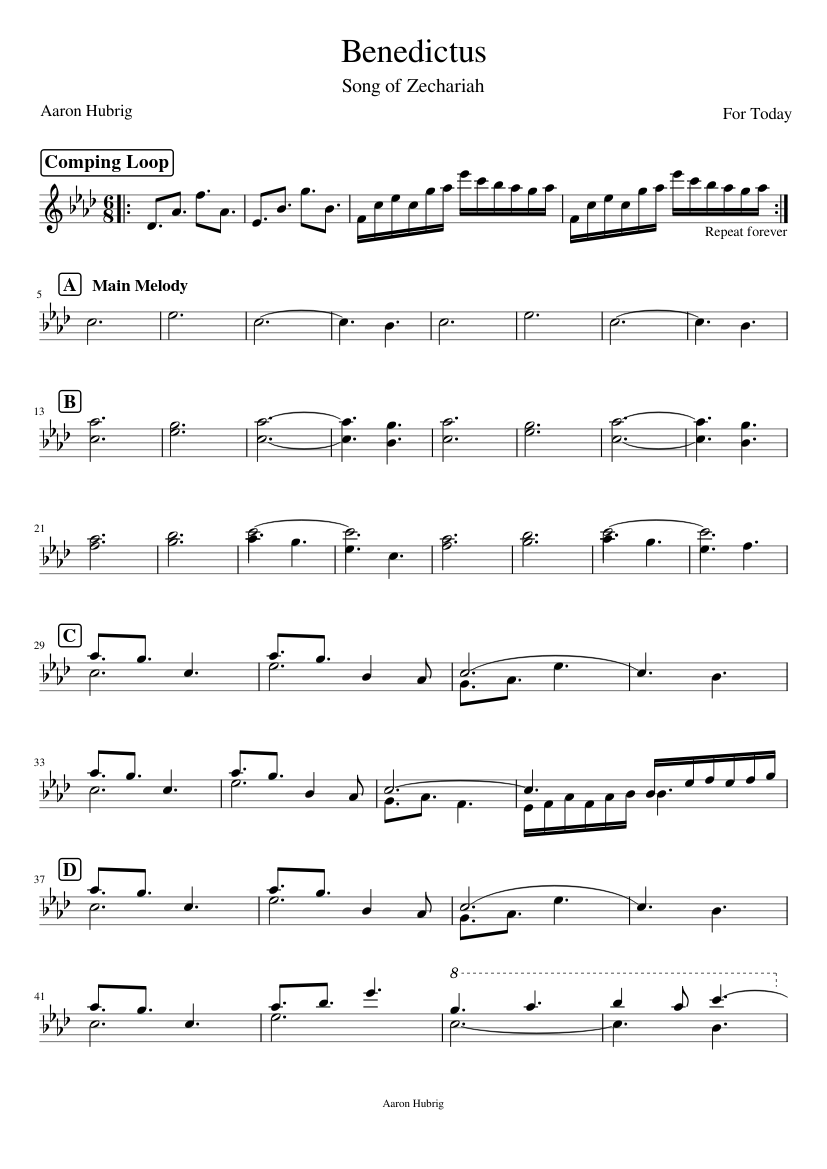 Benedictus song of zechariah – For Today Sheet music for Piano (Mixed ...
