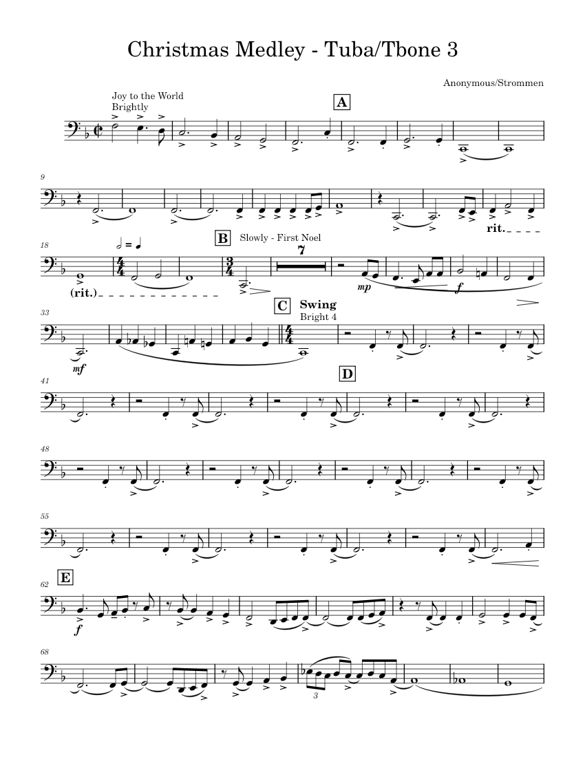 Christmas Medley - Tbone 3/Tuba Sheet music for Trombone (Jazz Band ...