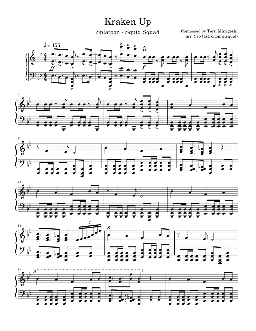 Splatoon - kraken up – Misc Computer Games Kraken Up Sheet music for ...