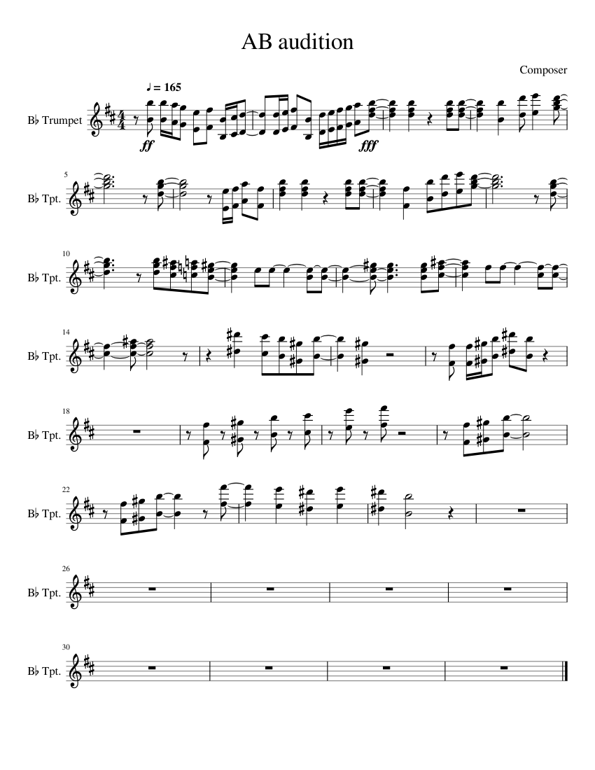 Ab au Sheet music for Piano, Trumpet (In B Flat) (Solo) | Musescore.com
