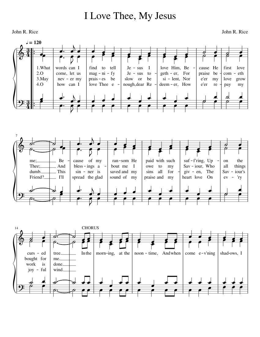 184 I Love Thee, My Jesus Sheet music for Piano (Solo) Easy | Musescore.com