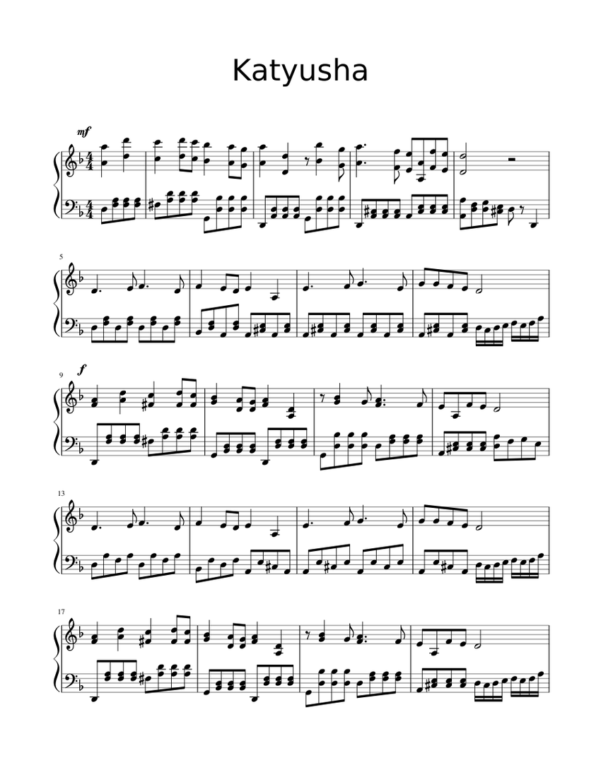 Katyusha [Grand Piano] Sheet music for Piano (Solo) | Musescore.com