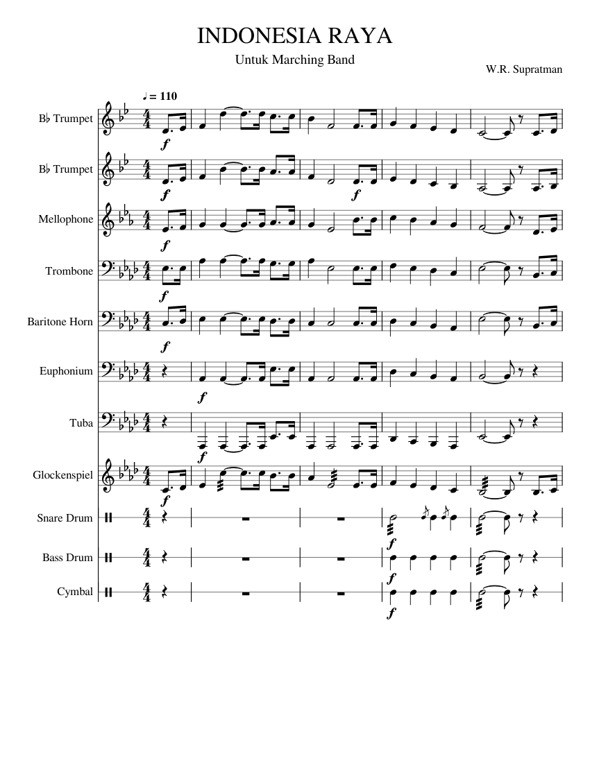 INDONESIA_RAYA_MARCHING Sheet music for Trombone, Euphonium, Tuba ...