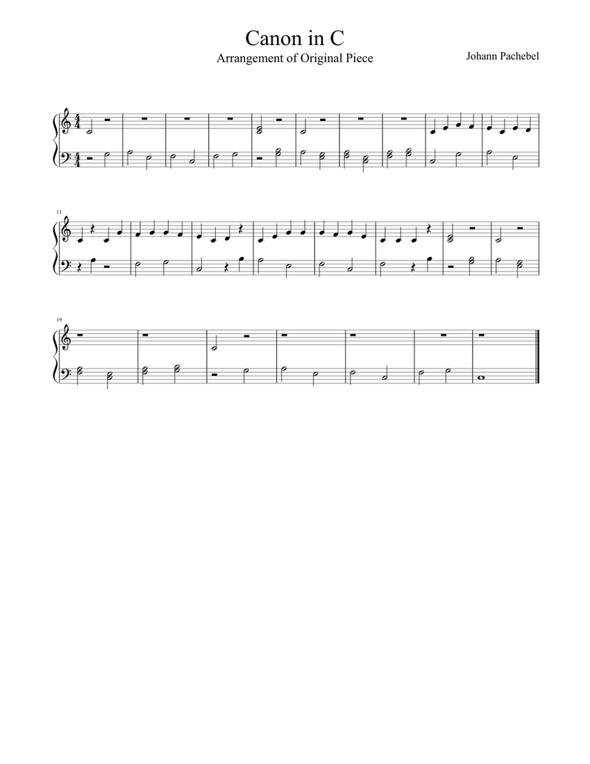 Canon in C Sheet music for Piano (Solo) | Download and print in PDF or ...