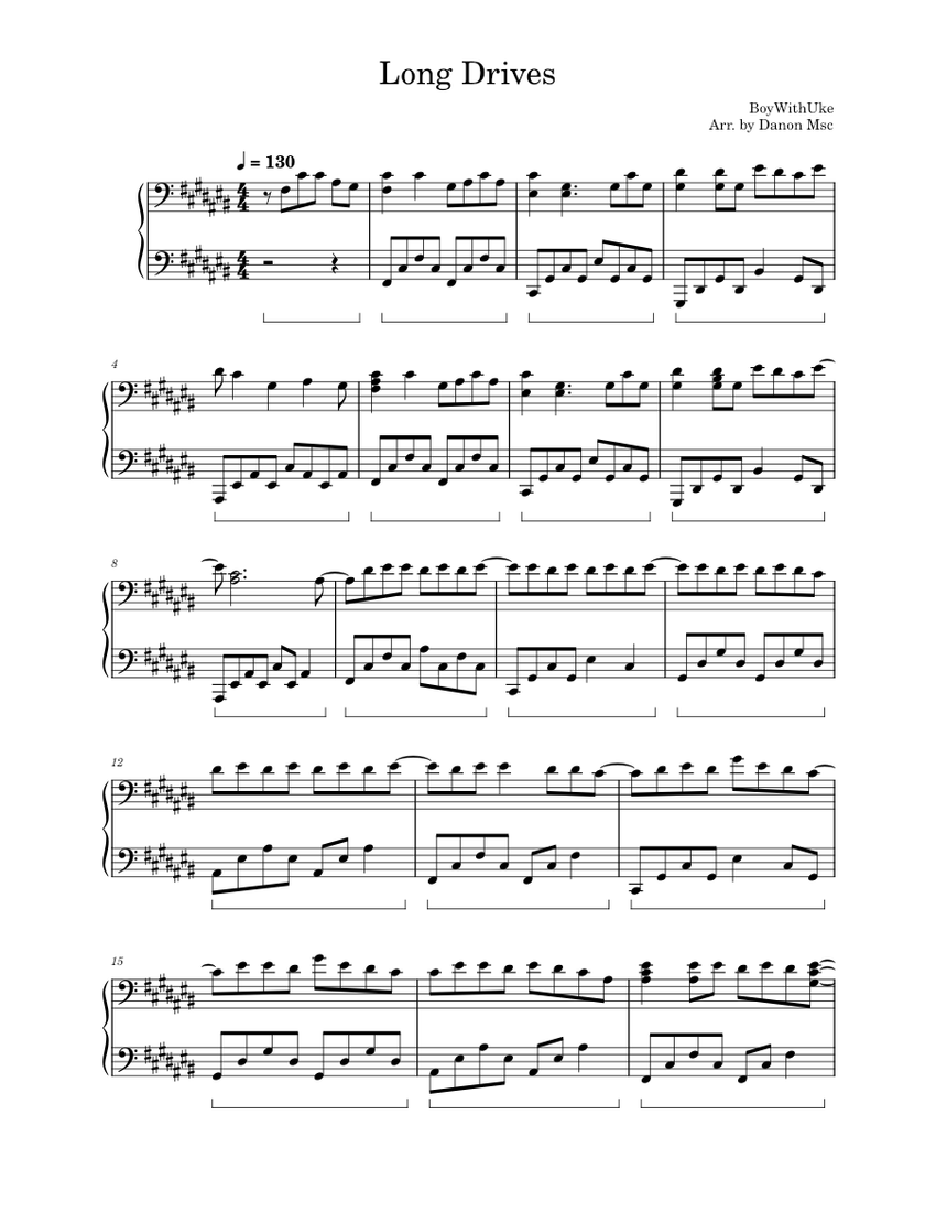 Long Drives – BoyWithUke (Full Piano Cover) Sheet music for Piano (Solo ...
