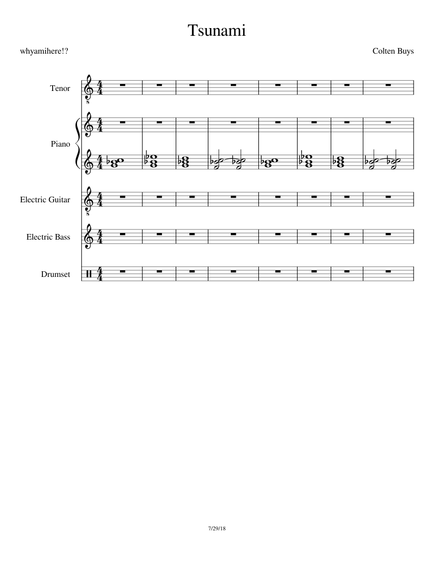 Tsunami Sheet music for Piano, Tenor, Guitar, Bass guitar & more ...