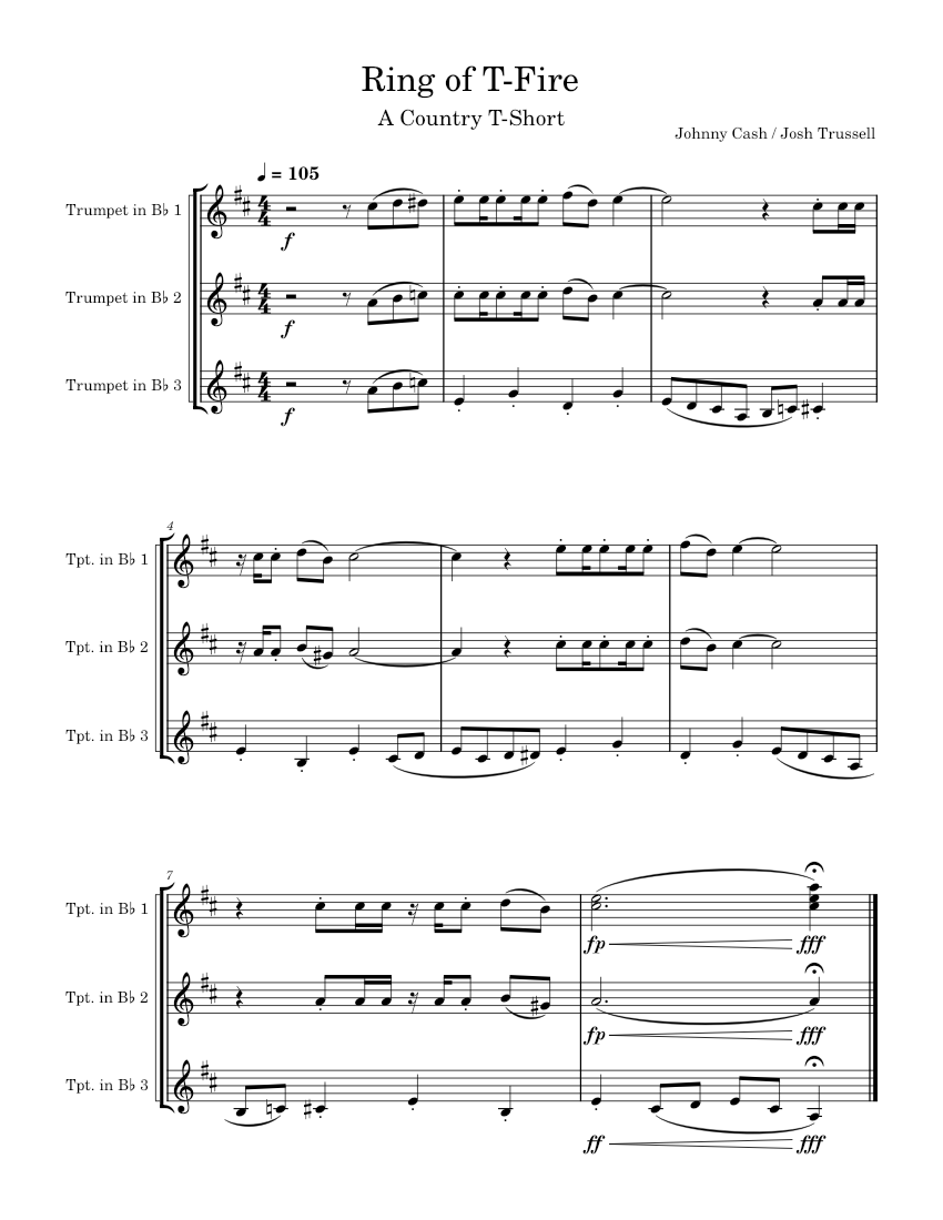 Ring of Fire Trumpet Trio Sheet music for Trumpet other (Mixed Trio ...