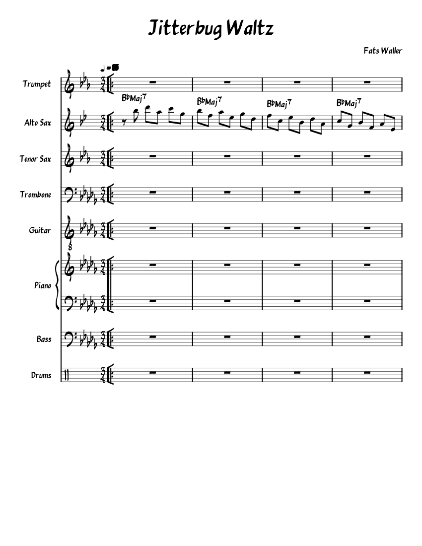 Jitterbug Waltz Sheet music for Piano, Trombone, Saxophone alto ...