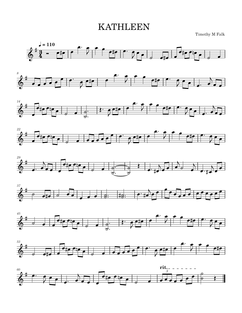 Kathleen – timothymiles Sheet music for Violin (Solo) | Musescore.com