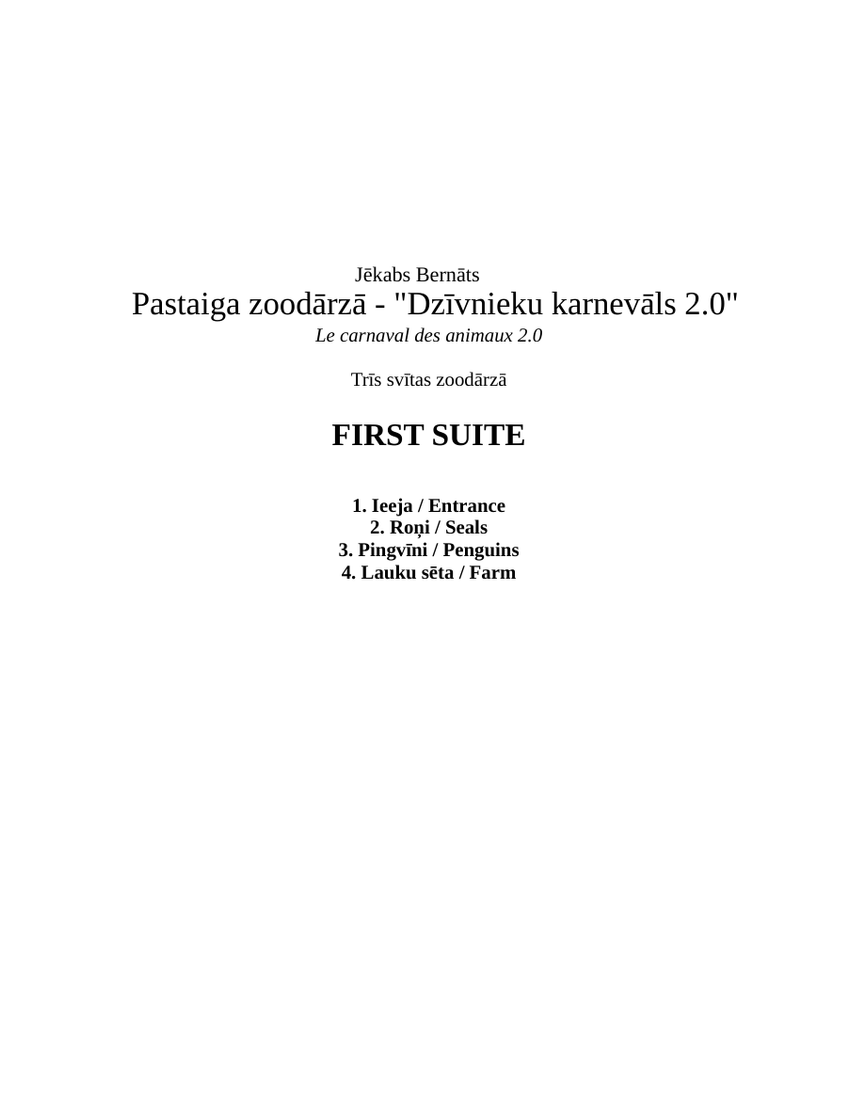 Le carnaval des animaux 2.0 - suite 1 Sheet music for Vocals, Viola ...