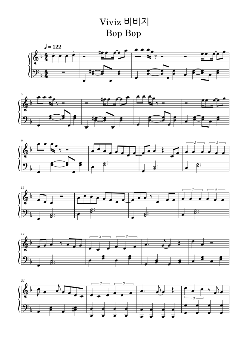 Bop Bop! – Viviz 비비지 piano easy ver | cover by 20dB Studio Sheet music ...