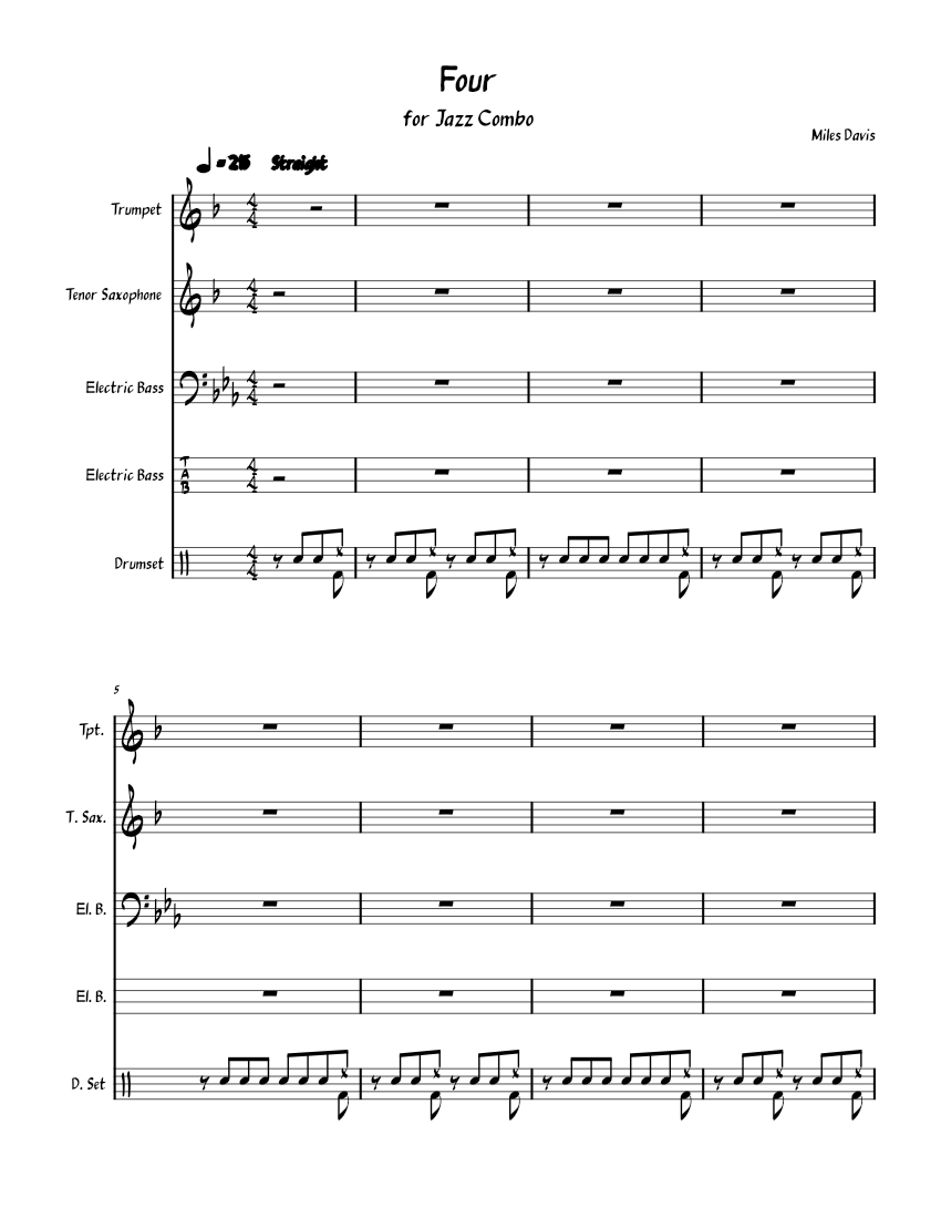 Four – Miles Davis Sheet Music and Tab with Chords for Saxophone tenor ...