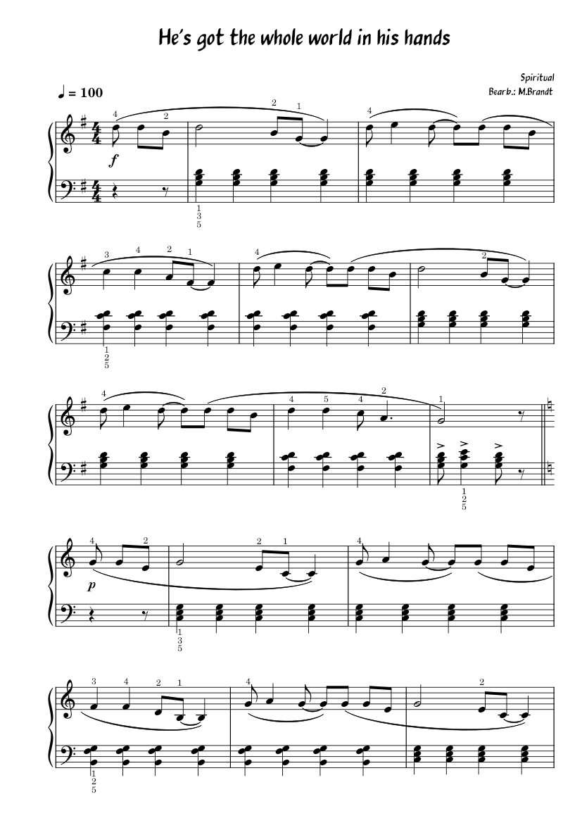 He’s got the whole world in his hands – Misc Traditional Sheet music ...