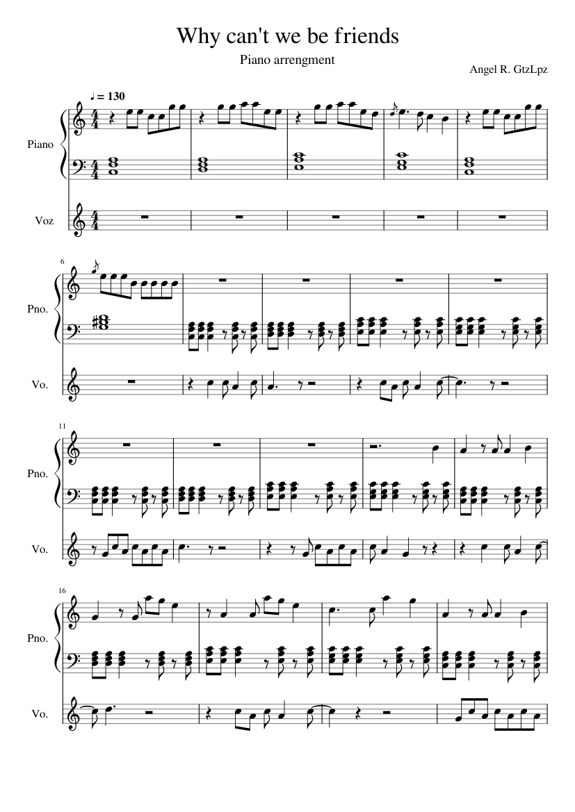 Why cant we be friends - The academic - piano tutorial