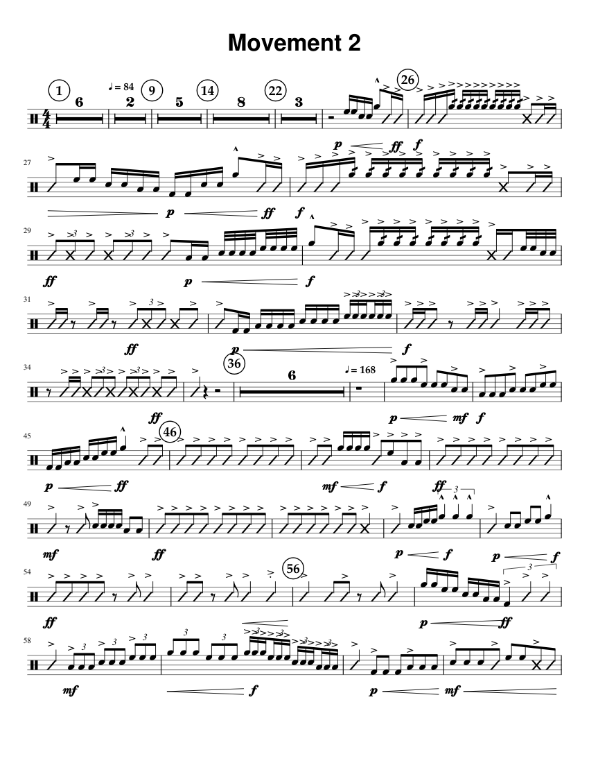 Movement 2 Sheet music for Bass Drum (Marching Band) | Musescore.com
