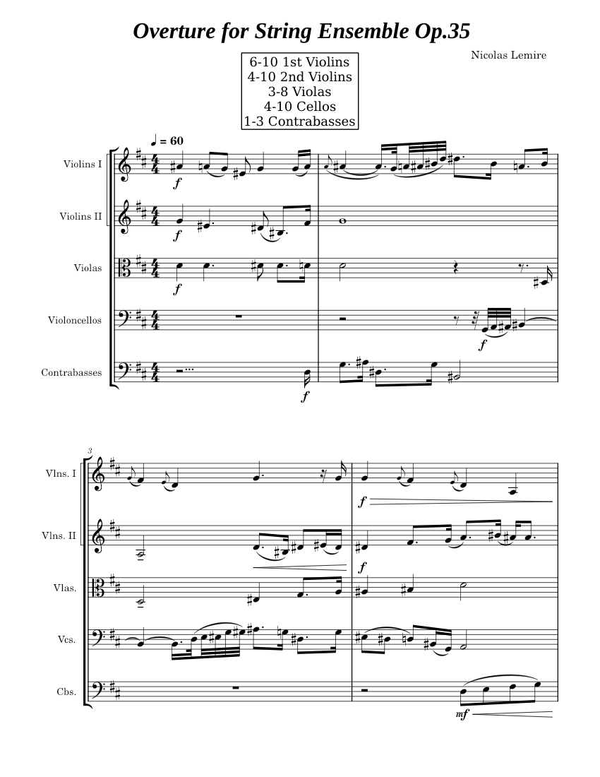 Overture for String Ensemble, Op.35 Sheet music for Strings group (String Ensemble) | Musescore.com