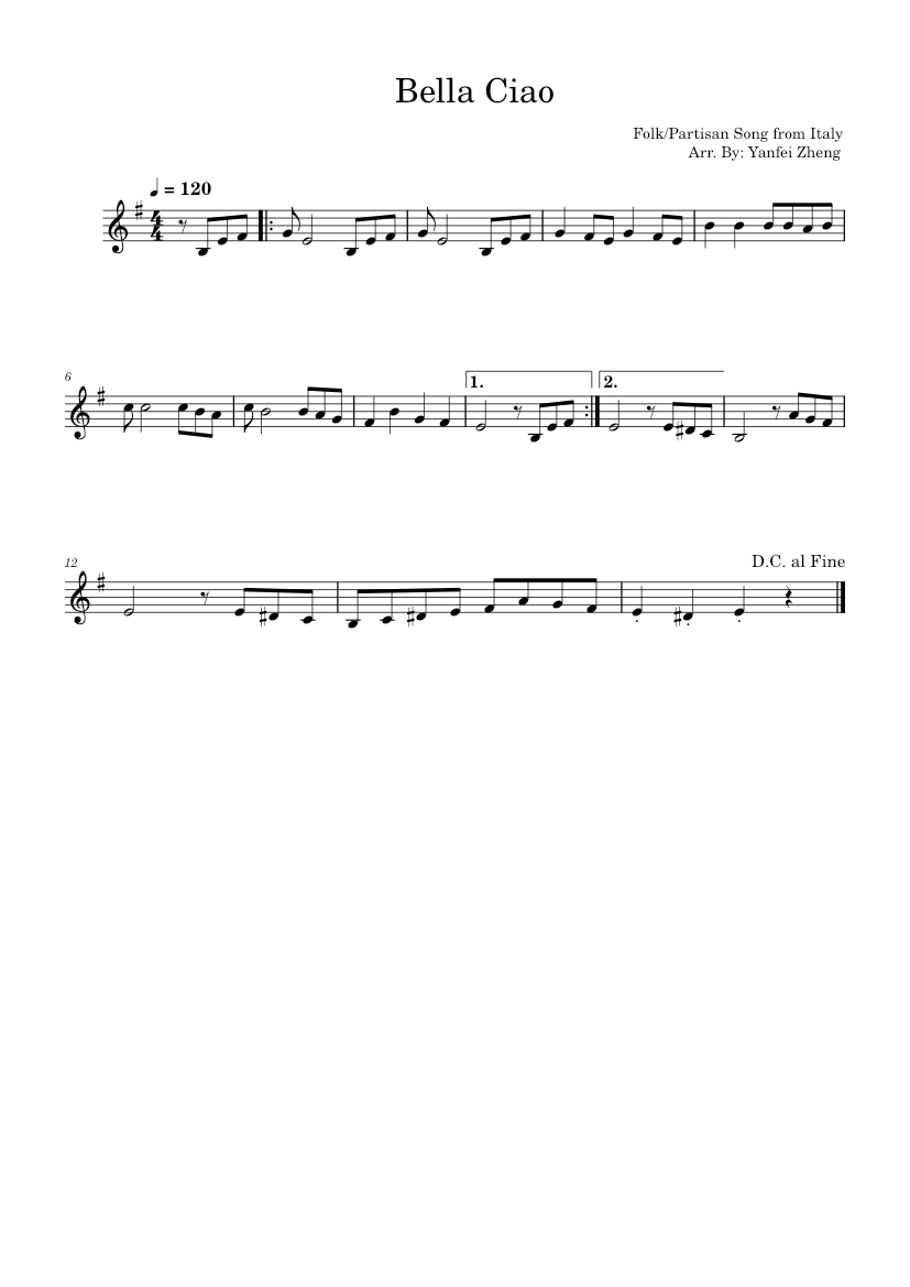 Bella ciao – Misc Traditional - Clarinet Sheet music for Clarinet other (Solo) | Musescore.com