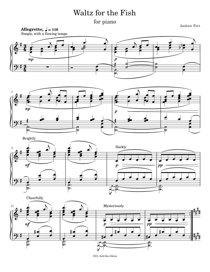 Waltz for the Fish Sheet music for Piano (Solo) | Musescore.com