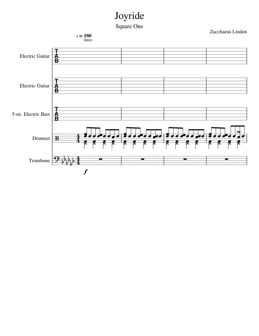 Joyride- Square One Sheet music for Trombone, Guitar, Bass guitar, Drum ...