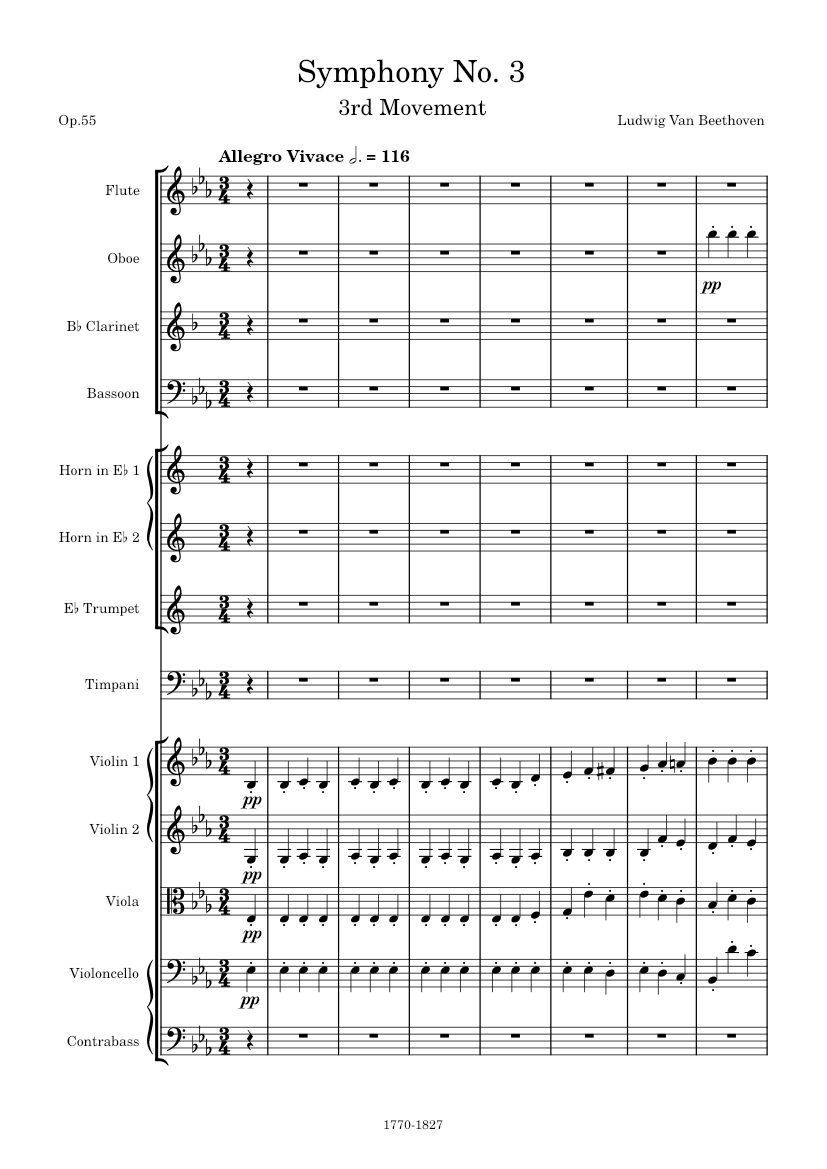 Symphony No. 3, Op.55, 3rd Movement (Scherzo: Allegro Vivace) – Ludwig van Beethoven Sheet music ...