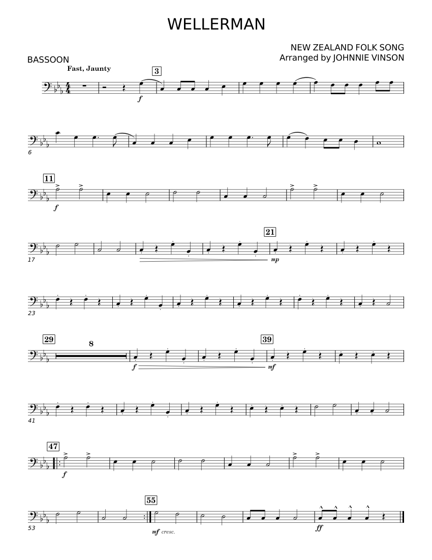 WELLERMAN Sheet music for Bassoon (Solo) | Musescore.com
